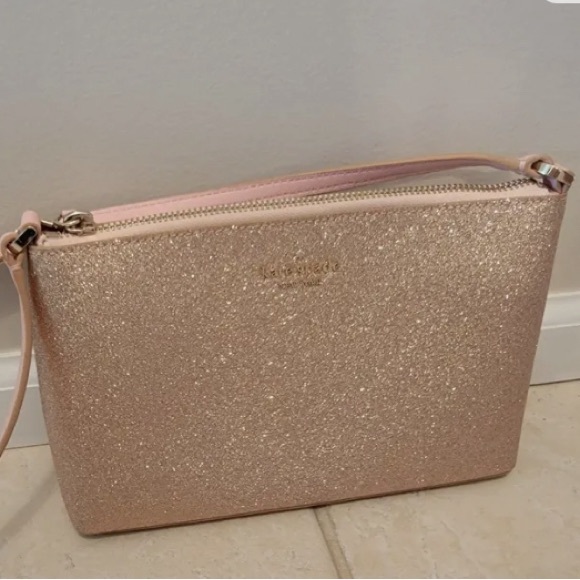 kate spade | Bags | Kate Spade Joeley Rose Gold Glitter Crossbody Bag ...